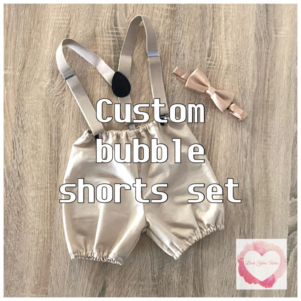 *Custom bubble shorts set - Love You Tutu